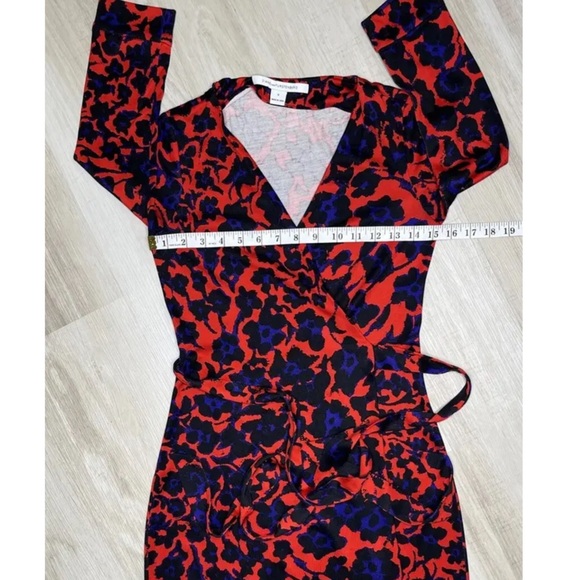 Diane Von Furstenberg | Dresses | Dvf Red Cheetah Floral Wrap Dress 4 ...